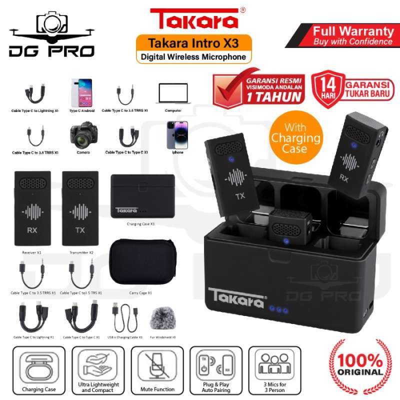 Jual Takara Intro X3 Digital Wireless Microphone With Charging Case ...