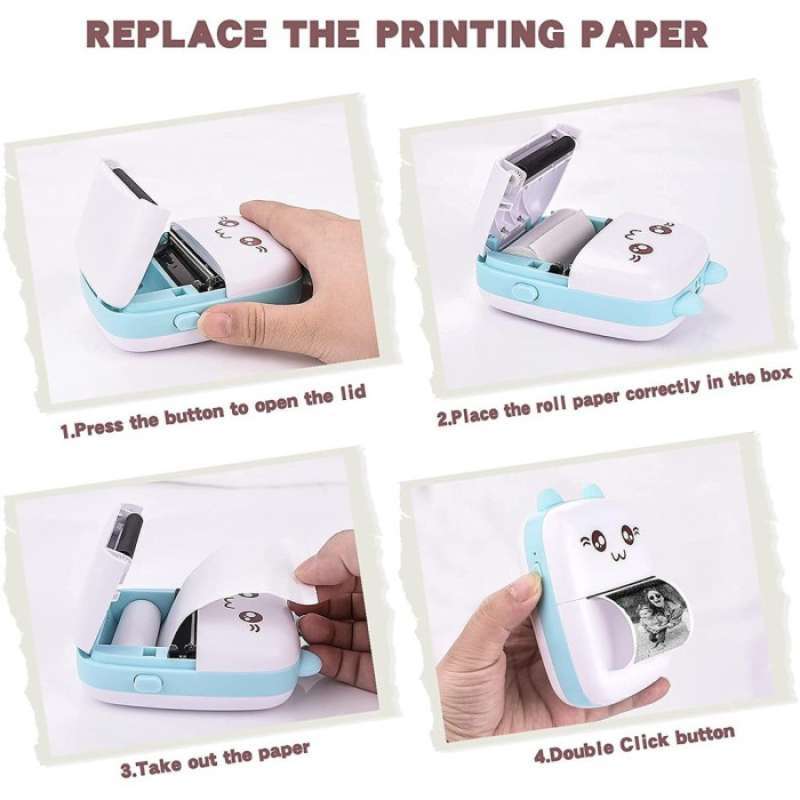 Jual Mini Printer Thermal Bluetooth 58mm Cute Cat Cetak Gambar Foto ...