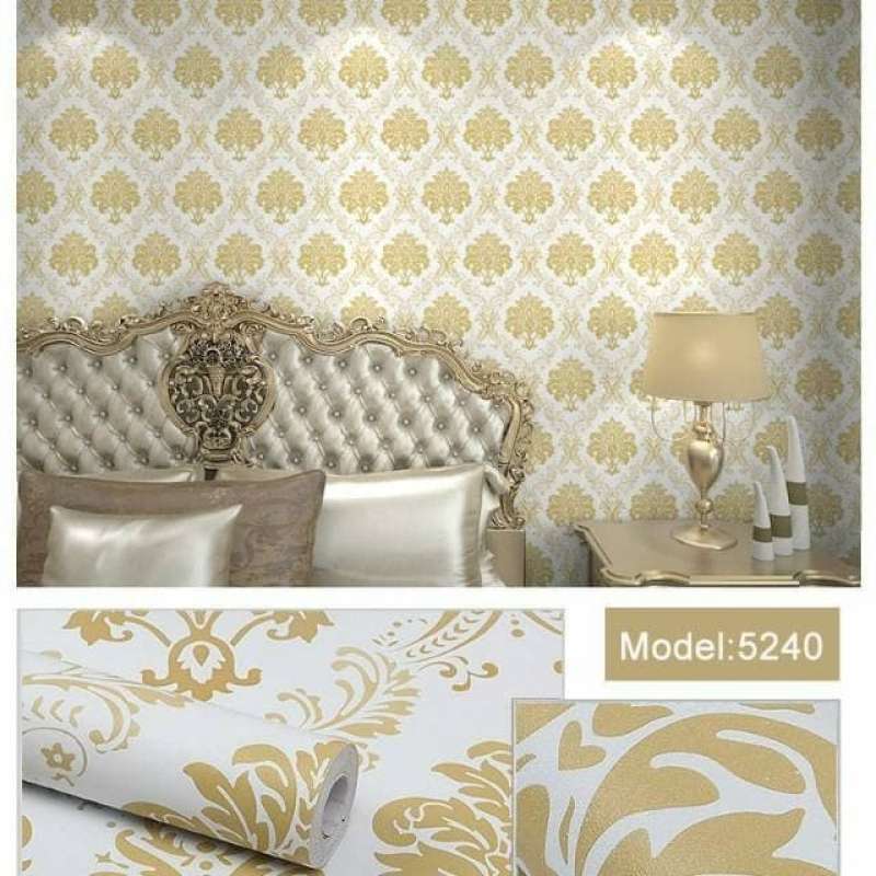 Jual Home Walpaper Wallpapersticker Dinding Motif Batik Gold 45cm X