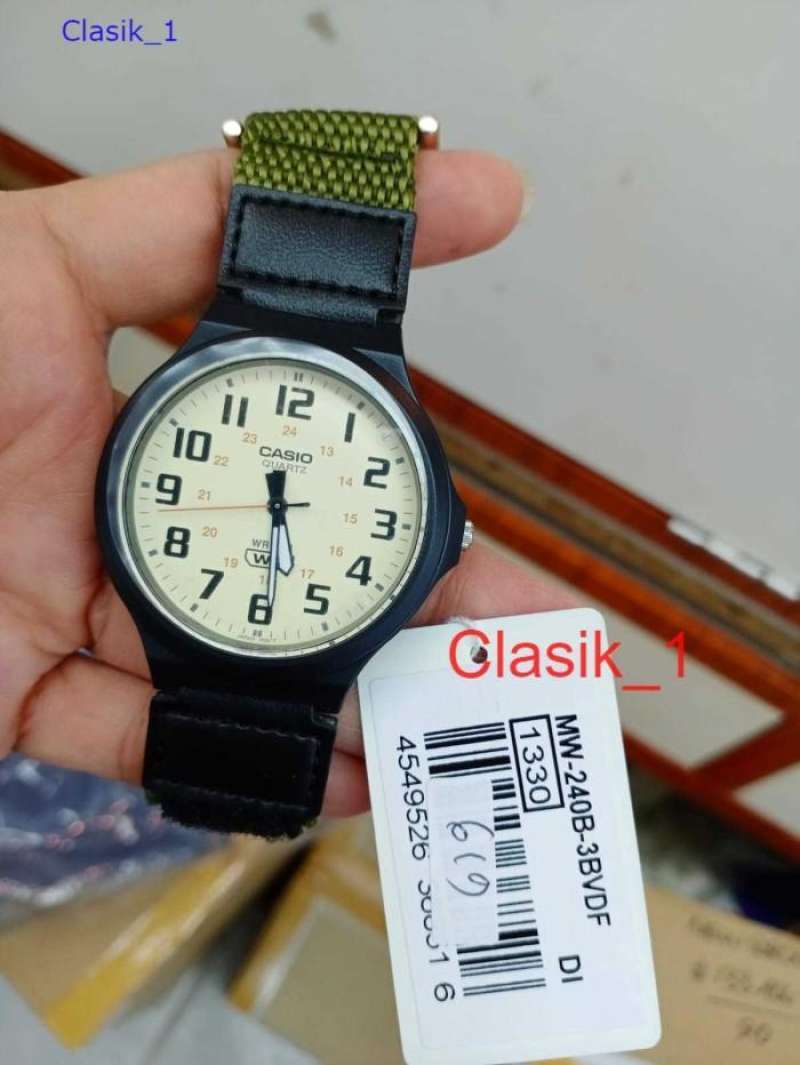 Jual Original 100%!! Casio Mw-240b-3bvdf Jam Tangan Pria Mw240 Kanvas ...