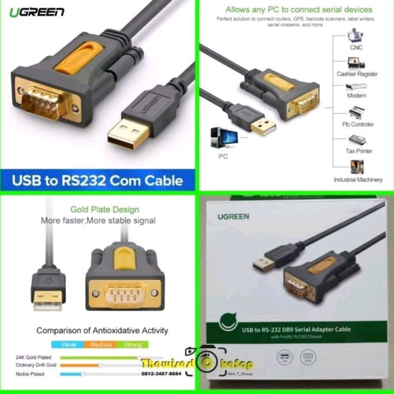 Jual Kabel ugreen usb to db9 rs232 20211 9pin to usb a pl2303 chipset ...