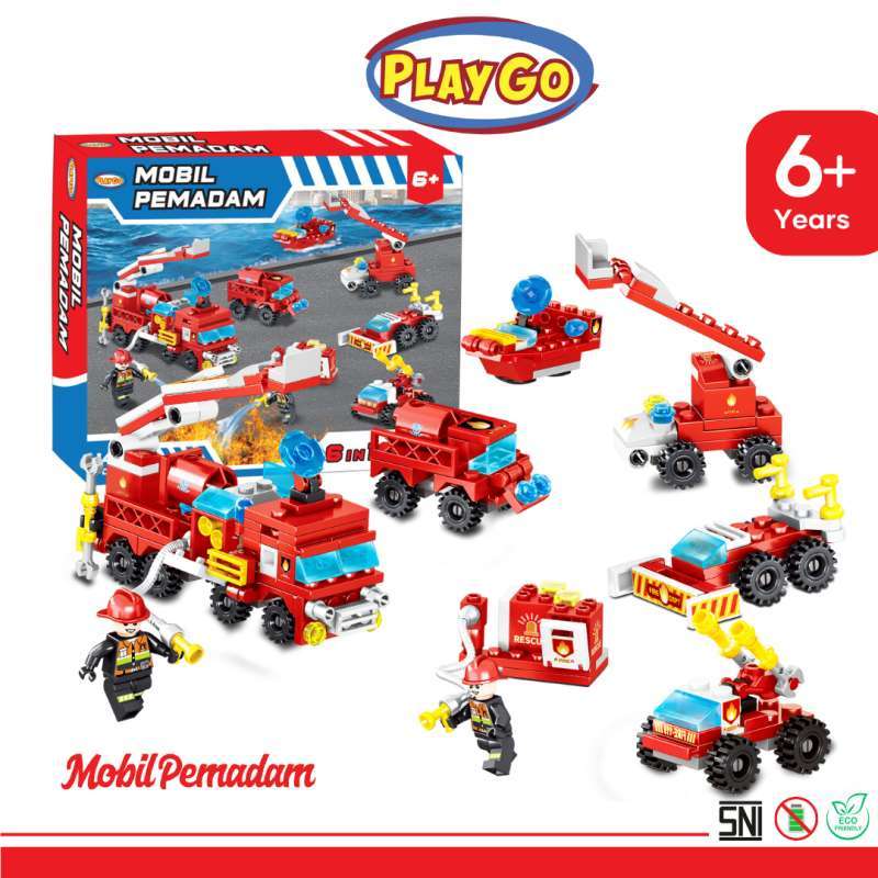 Promo Playgo Mobil Pemadam Mainan Lego Anak Mainan Rakitan Bongkar Pasang Lego Edukasi Diy Susun ...