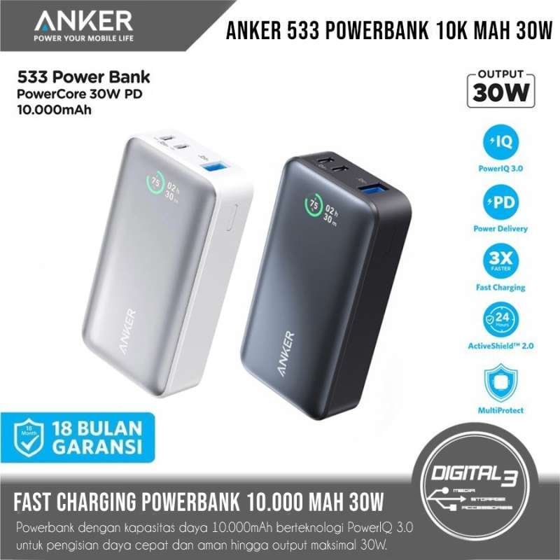 Jual Anker Powercore 533 10000mah Pd 30w Powerbank Pb Usb A + C A1256 Di Seller Digital 3 ...