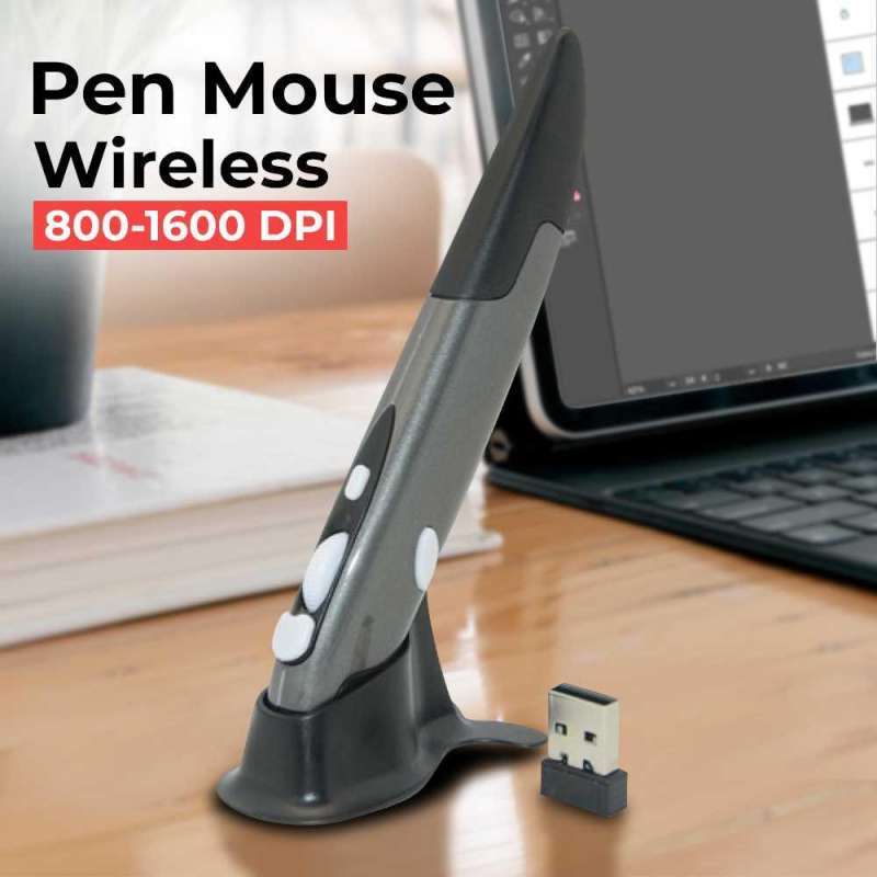 Jual Vertical Pen Mouse Wireless Ergonomic Grip 800-1600 Dpi Pr-03 ...