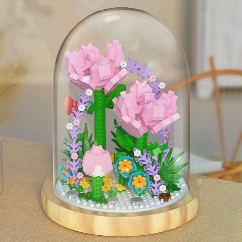 Jual Yugao Mainan Balok Susun Bunga Anyelir Flower Dome Lego 624 Bricks ...