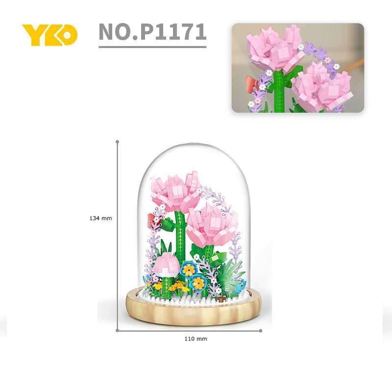 Jual Yugao Mainan Balok Susun Bunga Anyelir Flower Dome Lego 624 Bricks ...