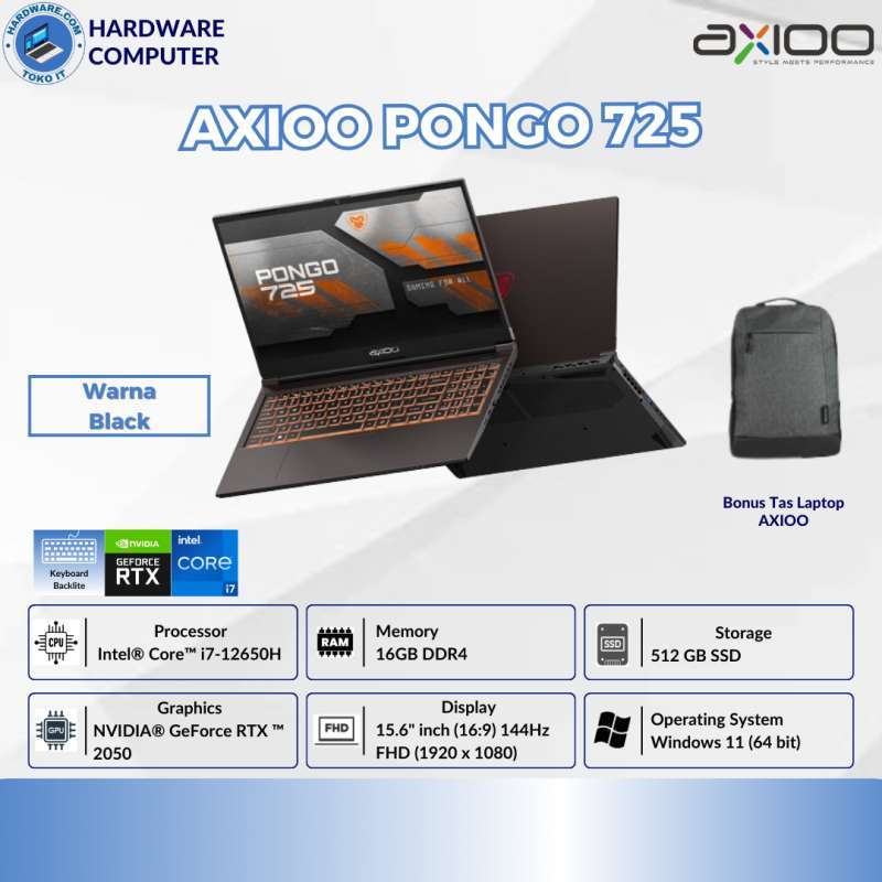 Jual Laptop Axioo Pongo 725 | I7 12650h 16gb 512gb Rtx2050 4gb Windows ...