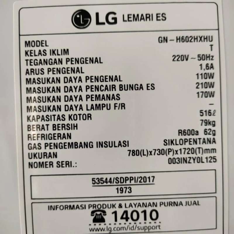 Promo Lg Kulkas 2 Pintu - Gn-h602hxhu Diskon 1% Di Seller Gansirsa ...