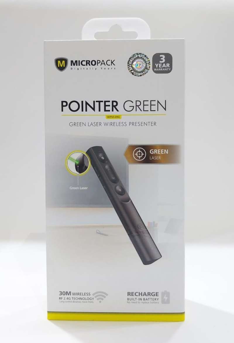 Promo Micropack Presenter Green Laser Wireless Wpm-09g Diskon 33% Di ...