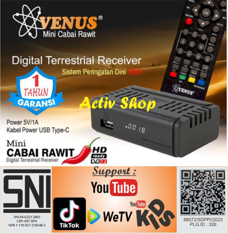 Promo Venus Cabai Rawit Set Top Box Dvb T2 Receiver Tv Digital 1 Thn Diskon 41% Di Seller ...