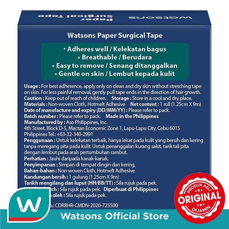 Promo Watsons Paper Surgical Tape 1s Diskon 20% Di Seller Watsons ...