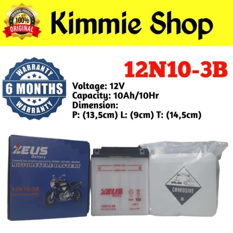 Promo Aki Motor 12n10-3b Kaisar Roda 3 Binter Mercy Kz 200 Zeus Accu Basah Diskon 33% Di Seller ...