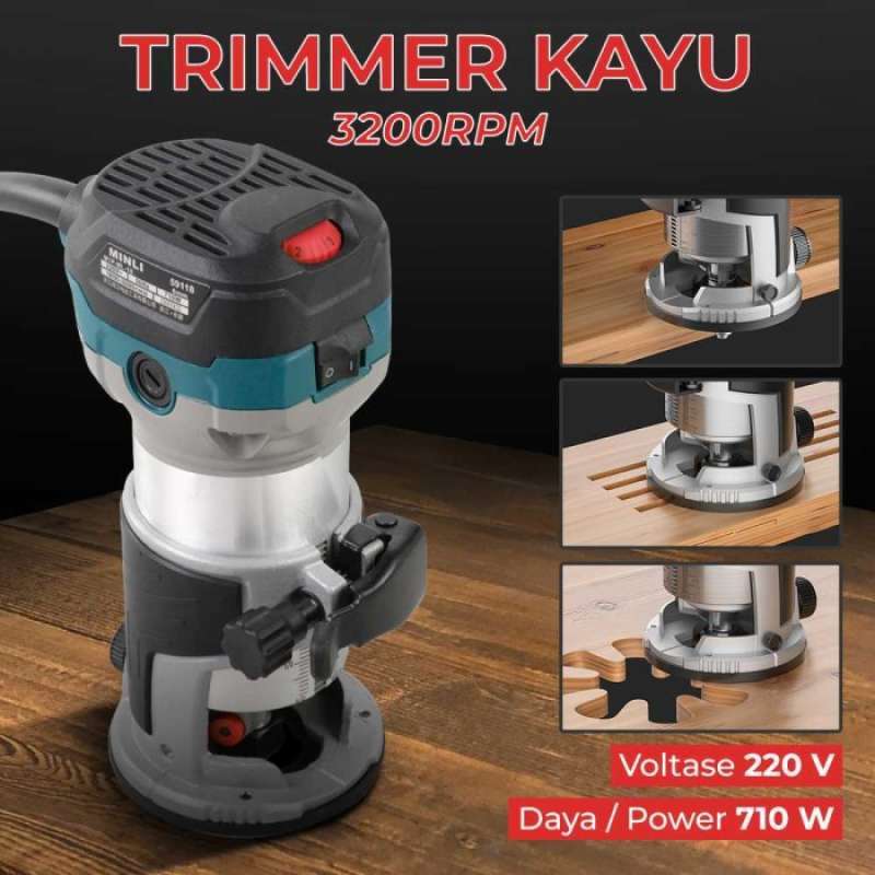 Promo Mesin Profil Router Trimmer Kayu Manual Wood Tool 710w 32000 Rpm ...