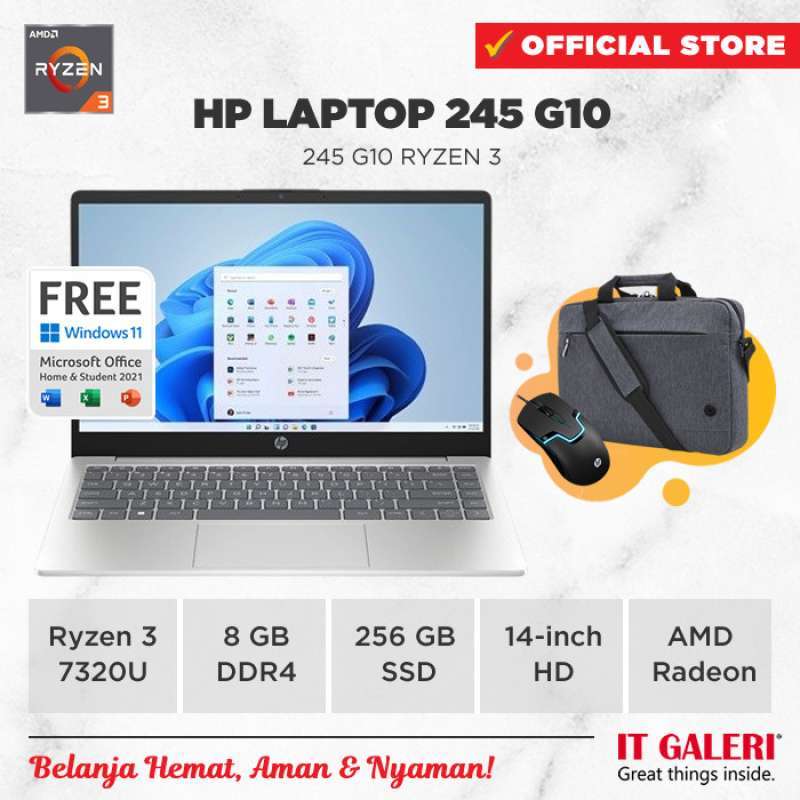 Promo Laptop Hp 245 G10 - R3-7320u/8gb/256gb/14.0/win11/8j403pa Diskon 33% Di Seller Komputermu ...