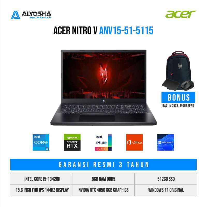 Jual Acer Nitro V Anv15-51-5115 | Intel Core I5-13420h Nvidia Rtx 4050 ...