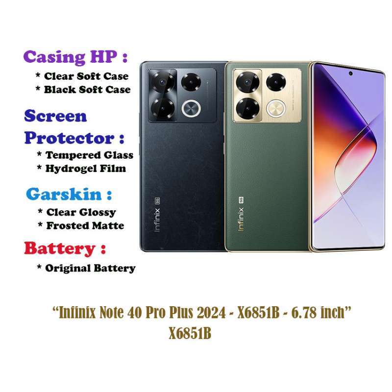 Jual Infinix Note 40 Pro Plus 2024 - X6851b - 6.78 Inch - Case - Screen Protector - Battery ...