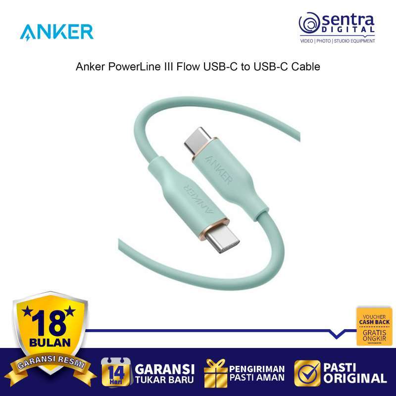 Jual Anker Powerline Iii Flow Usb Type C To C Pd Cable A8553 - 1.8m 6ft - Green Di Seller Sentra ...