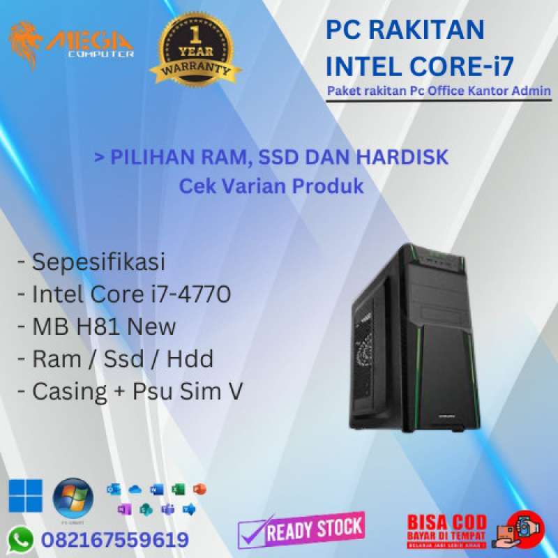 Promo Pc Rakitan Core I7-gen 4 Office (siap Pakai Ram Ssd Hdd Cek ...