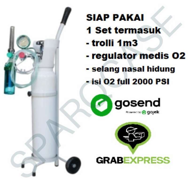 Promo Tabung Oksigen 1 M3 Set Brikut ( Isi O2 + Regulator + Troli) Diskon 23% Di Seller Devide ...