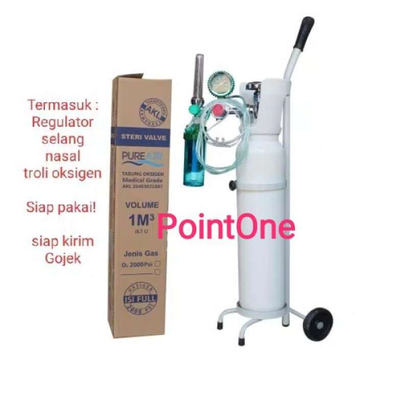 Promo Tabung Oksigen 1m3 Set Lengkap (tabung,troli,regulator,selang ...