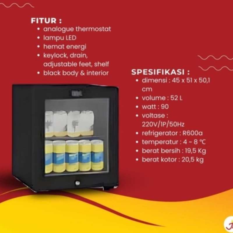 Promo Kulkas Showcase Mini Bar Rsa Lsc 52 52 Liter 90 Watt Lsc52 Diskon ...