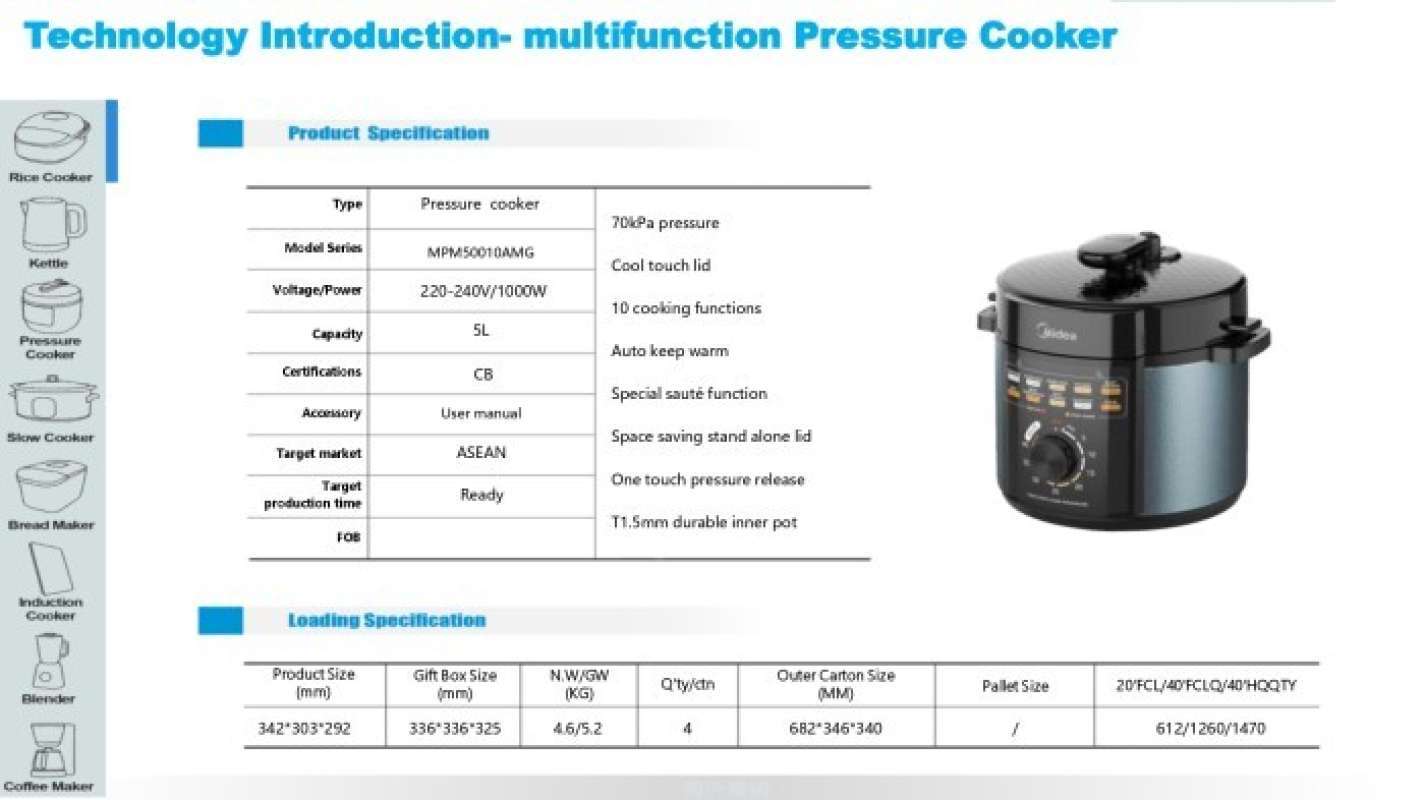 Jual Midea Pressure Cooker 5 Liter Mpm50010amg Mechanical Knob Di ...