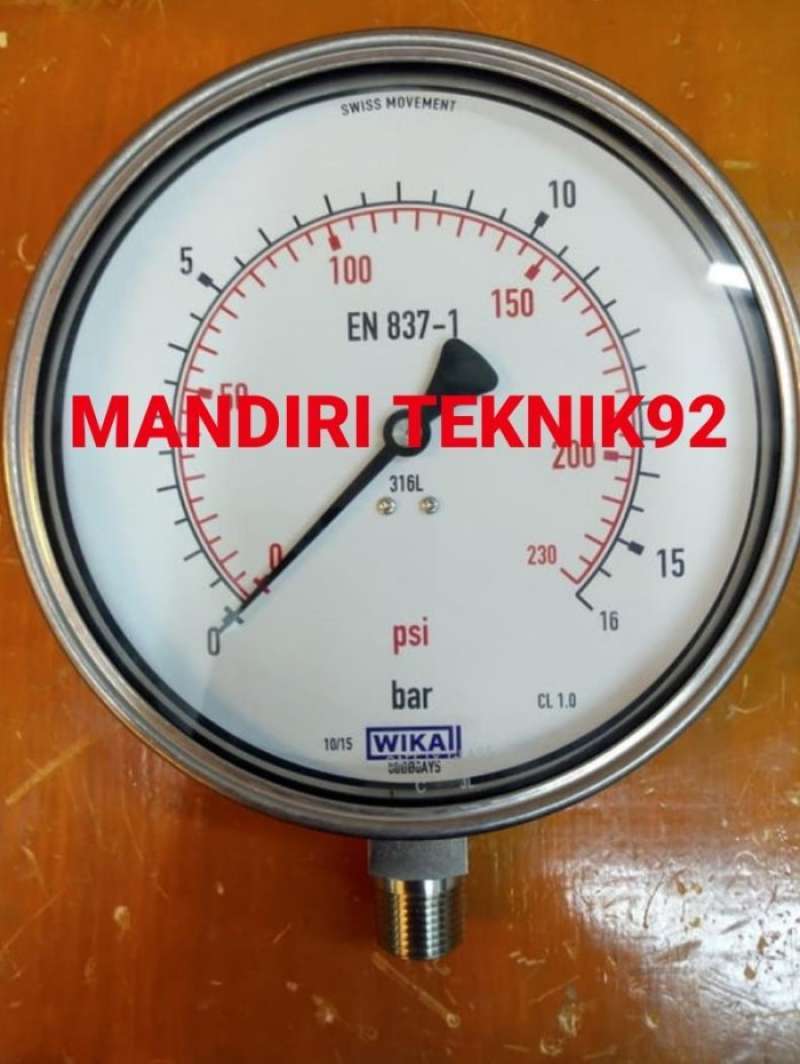 Promo Wika Pressure Gauge 232.50.160 Range 16 Bar 2nd Scale Psi Diskon ...