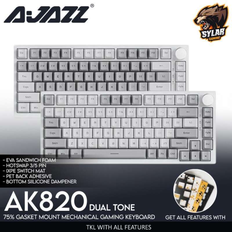 Promo Ajazz Ak820 Dual Tone 75% Gasket Mount Mechanical Gaming Keyboard ... Promo Ajazz Ak820 Dual Tone 75% Gasket Mount Mechanical Gaming Keyboard ...