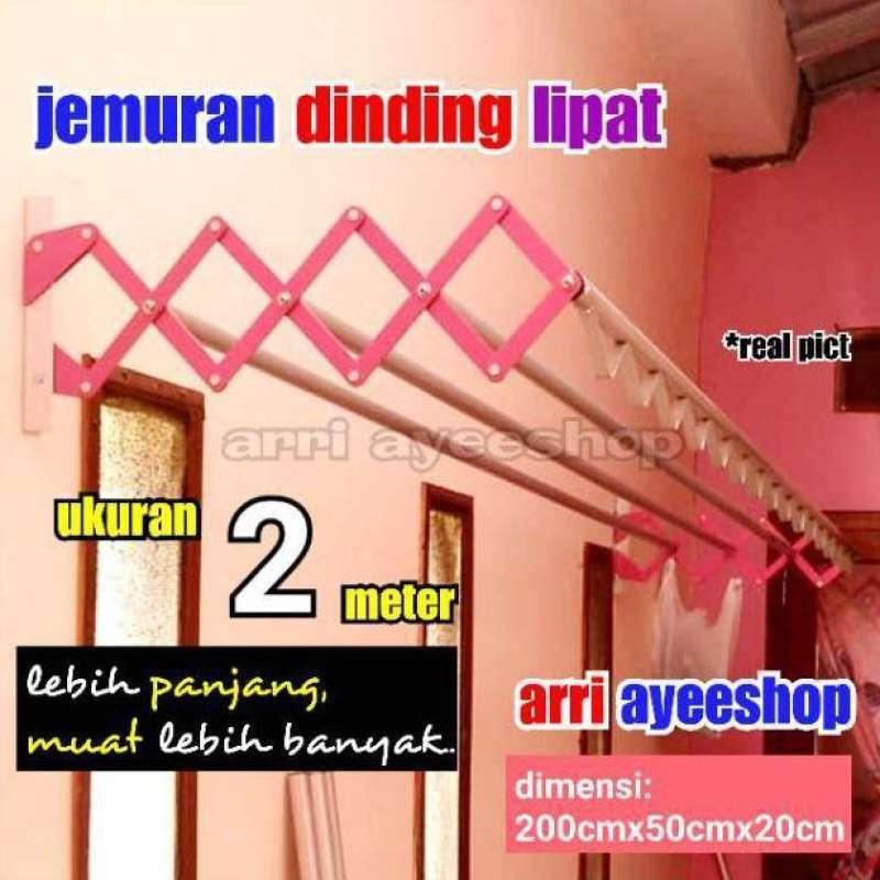 Promo Jemuran Dinding Lipat 2 Meter Dengan Cantolan Hanger,gantungan ...