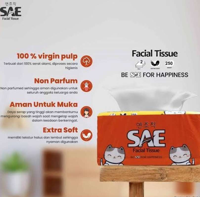 Jual Tisu Sae 250 Sheets Facial Tissue Wajah 2 Ply Tissu Muka Di Seller ...
