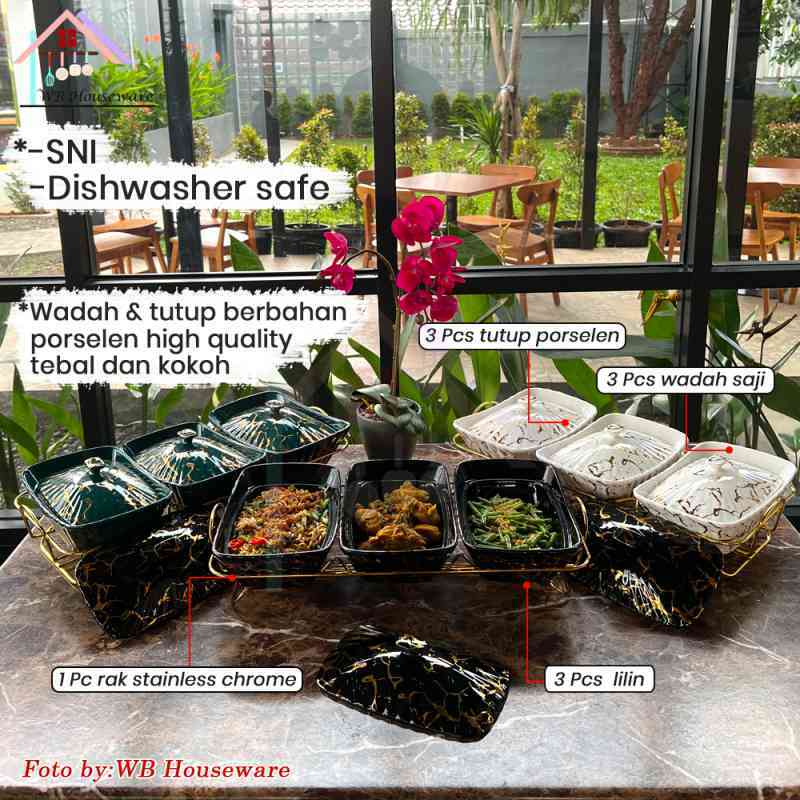 Jual Fiorenza 7pcs Prasmanan Set Segi + Tutup + Rak Motif Marble Duluxe ...