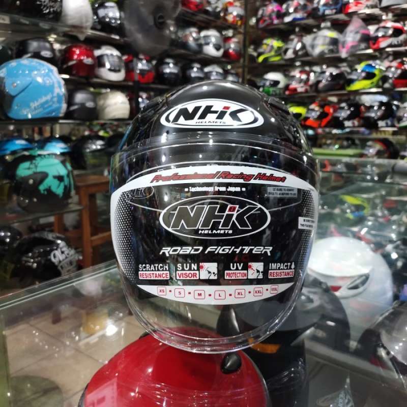 Promo Helm Half Face Nhk R1 Max Double Visor Solid Black Glossy / Nhk ...