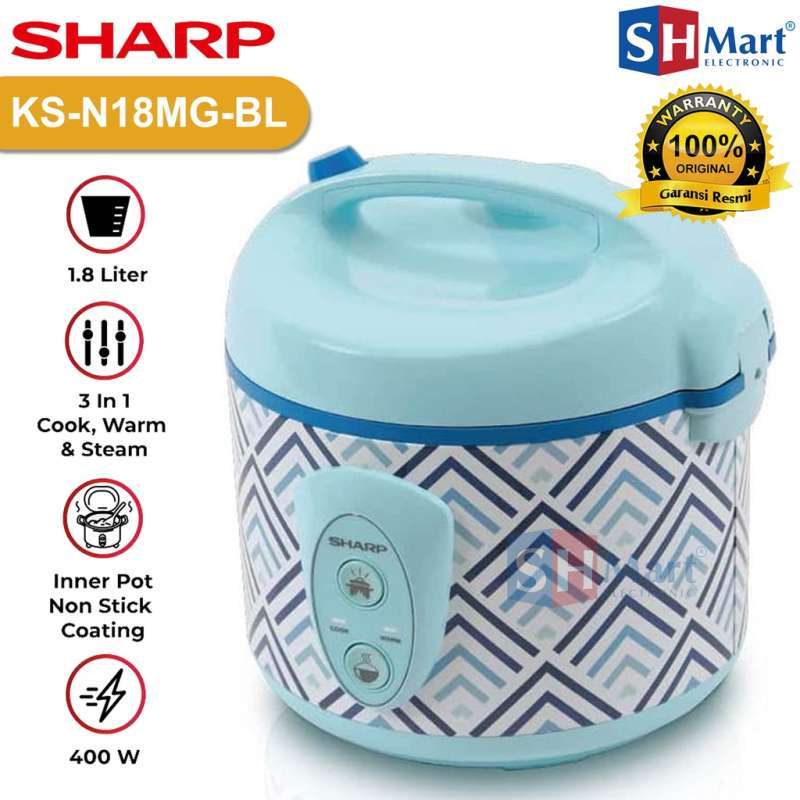 Jual Rice Cooker Sharp Kapasitas 1,8 Liter Ksn-18mg Bl/rd 400 Watt Garansi Resmi - Blue Di ...