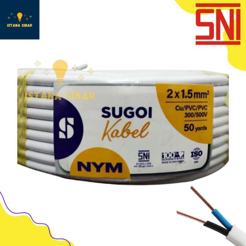 Jual Kabel Nym 2 X 1,5mm 50 Yard Full / Kabel Listrik Tembaga Murni Pvc ...