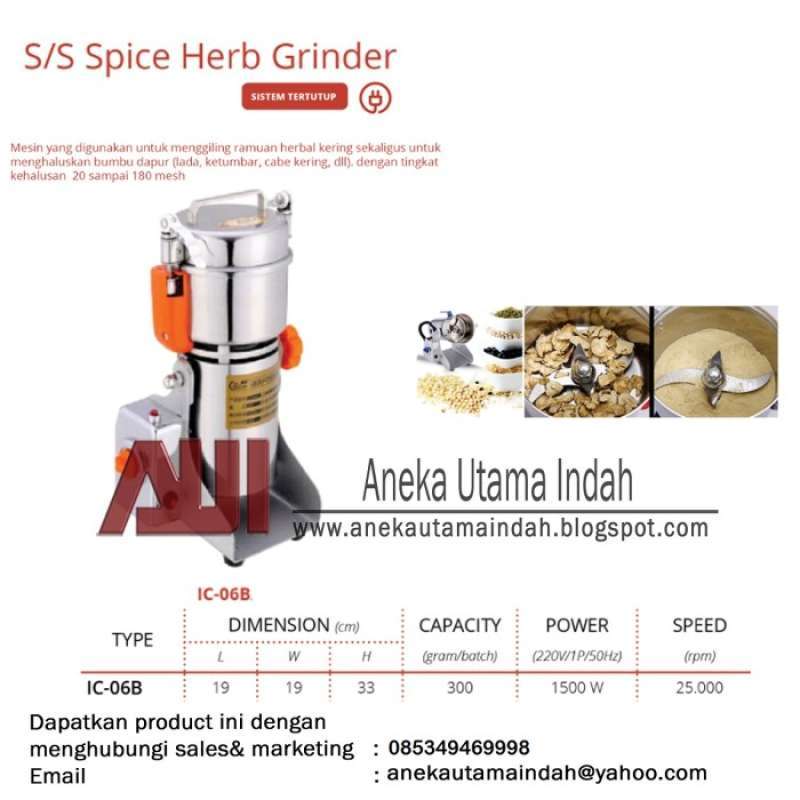 Promo Ic-06b S/s Spice Herb Grinder / Mesin Untuk Menggiling Ramuan ...