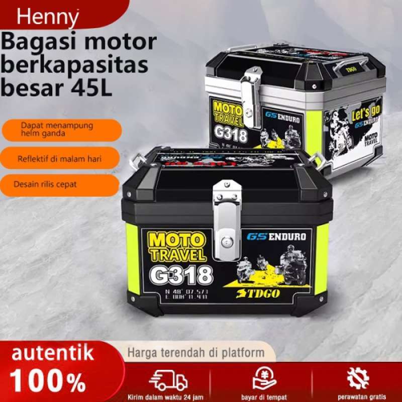 Promo Kotak Penyimpanan Motor Murah Abs 45l/motowolf Top Box Motor ...