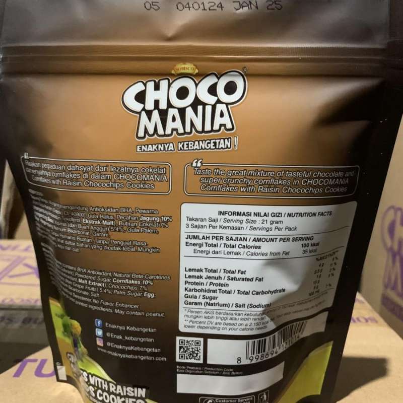 Jual Chocomania Cornflakes With Raisin Chocochips Cookies Kemasan Pouch ...