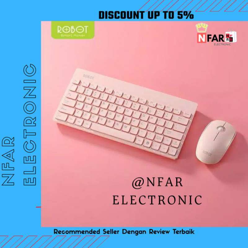 Promo 100% Produk Ori Keyboard Wireless Gaming And Mouse Combo Robot Km300 Pink Lucu Diskon 23% ...