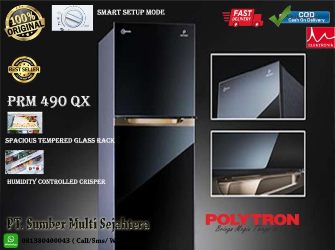 Promo Polytron Kulkas 2 Pintu Prm 490 X 350 Liter Hitam Diskon 23% Di ...