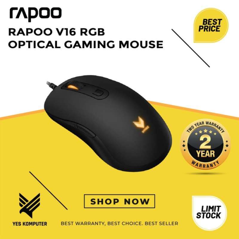 Promo 100% Produk Ori Rapoo Optical Gaming Mouse V16 Rgb Black Diskon ...