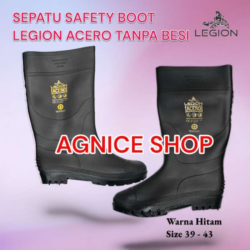 Promo Sepatu Boot Safety Legion Acero Tanpa Besi Rain Boot Gum Boot ...