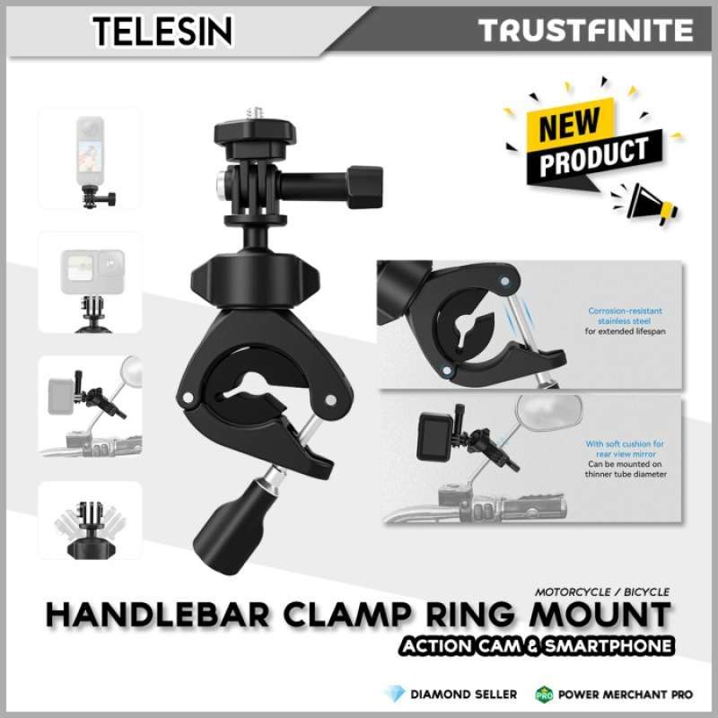 Jual Telesin 360 Handlebar Clamp Mount Action Cam Motor Bike Stang ...