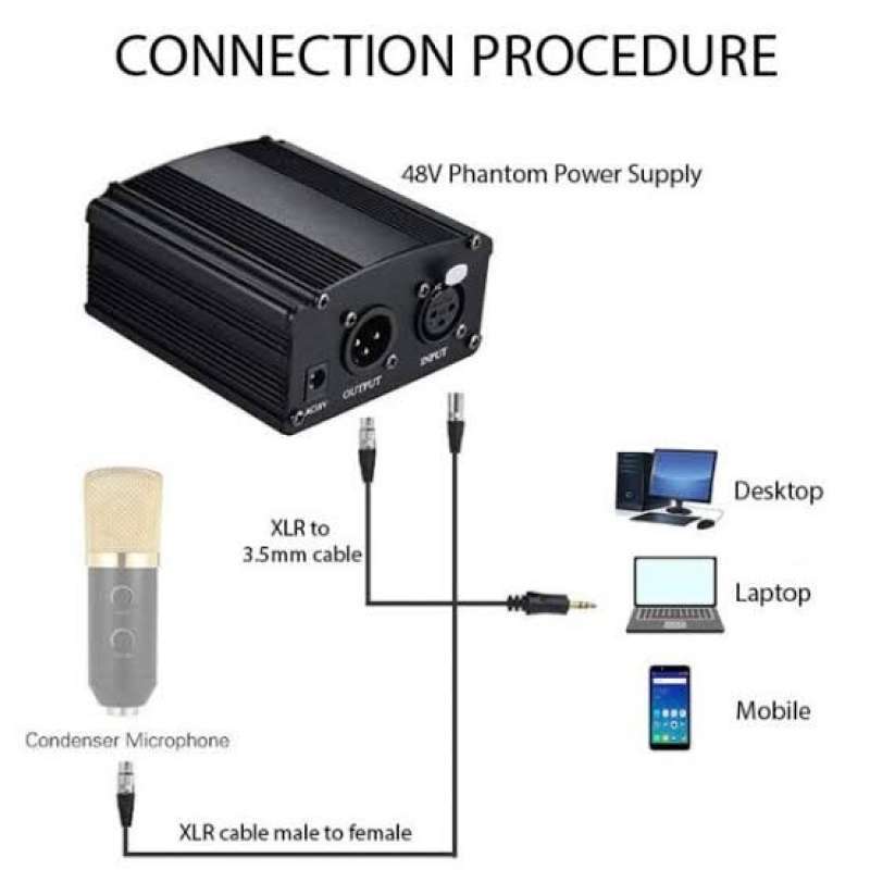 Promo Phantom Power Supply 48v Untuk Mic Condenser 1 With Kabel Diskon ...
