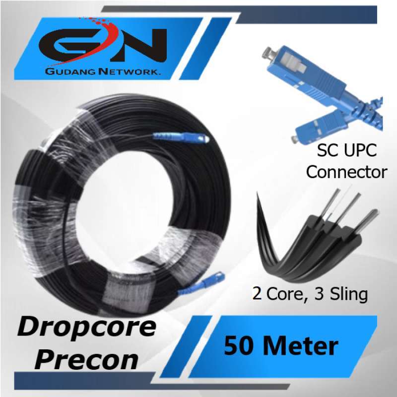 Promo Kabel Dropcore Prekon 2 Core 50 Meter Lengkap Konektor Sc Precon ...