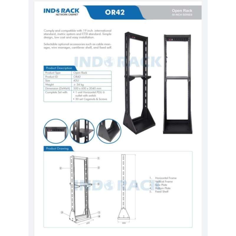 Promo Open Rack 42u 19 Inch / Merk Indorack / Rack Cabinet / Resmi ...