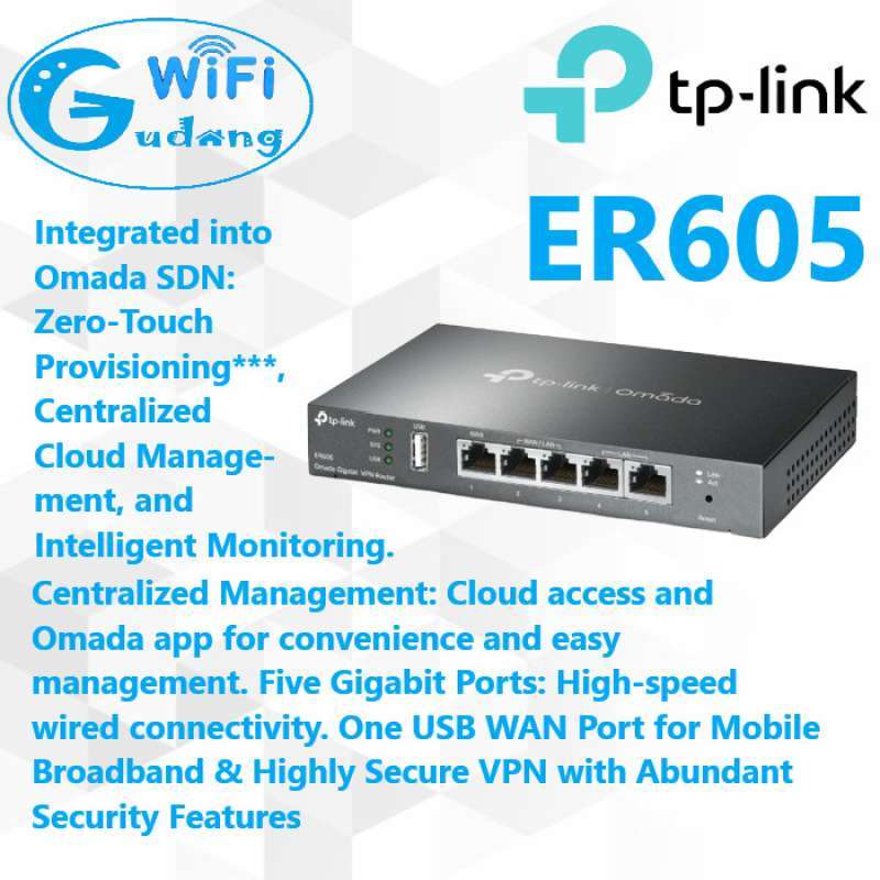 Promo Er605 Omada Gigabit Vpn Router 5 Gigabit Ports & One Usb Wan ...