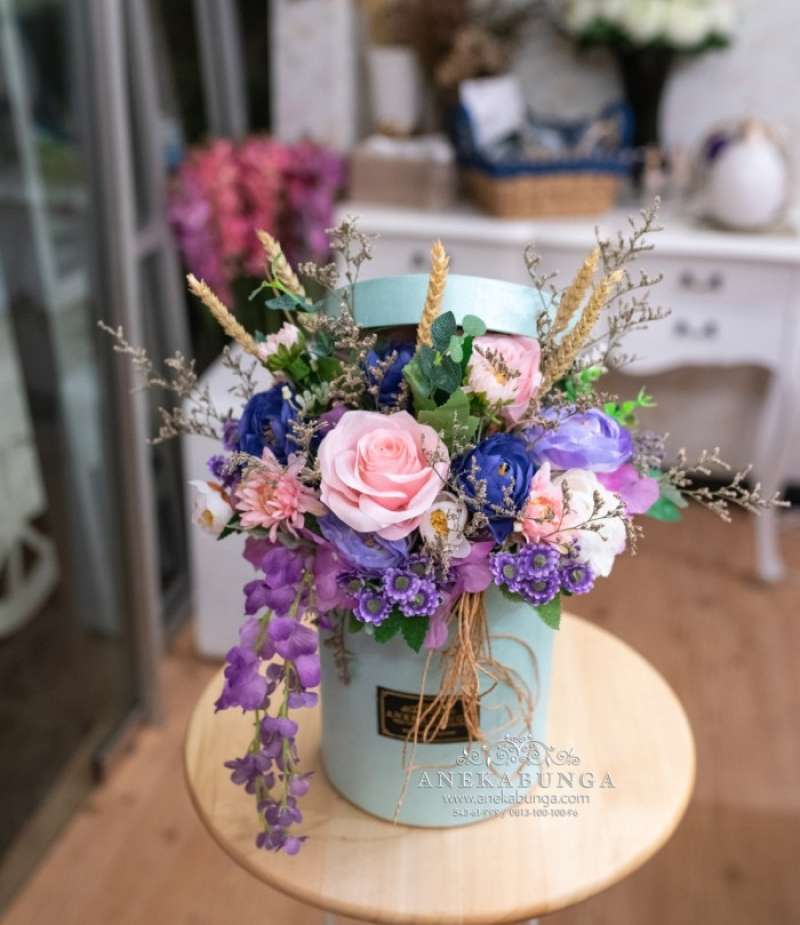 Promo Rangkaian Pot Bunga Plastik Artificial Flower Box Bulat Vas Vase ...