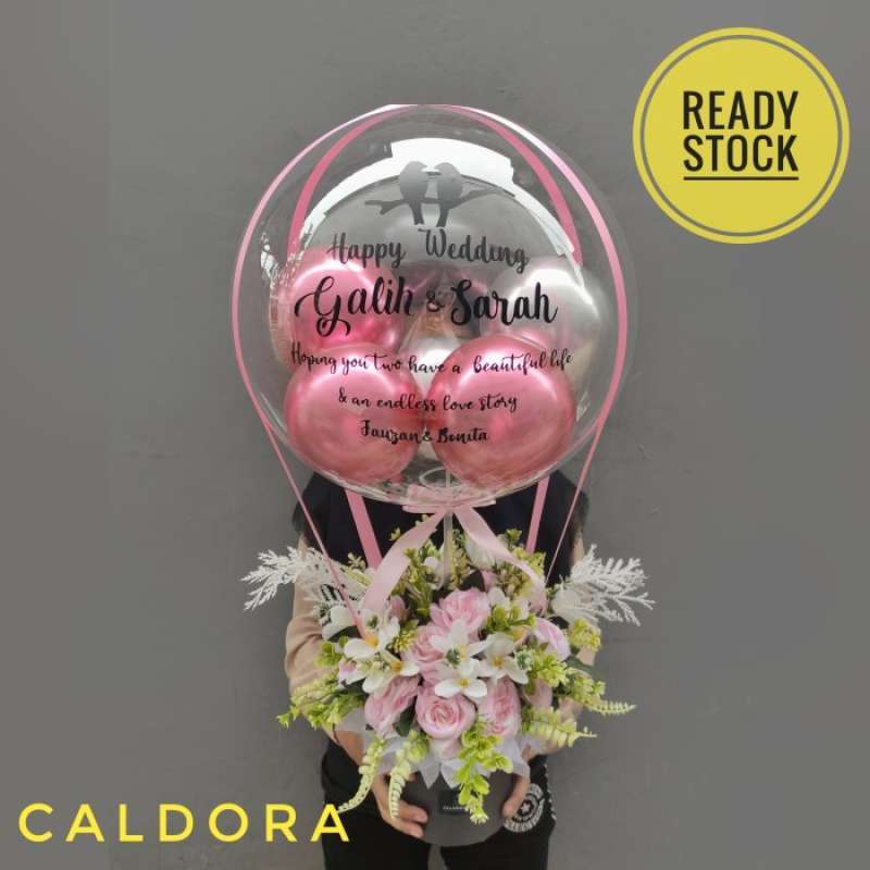 Promo Large Box Balon Bunga Bouquet Bucket Balon Bloom Box Buket - Pink ...
