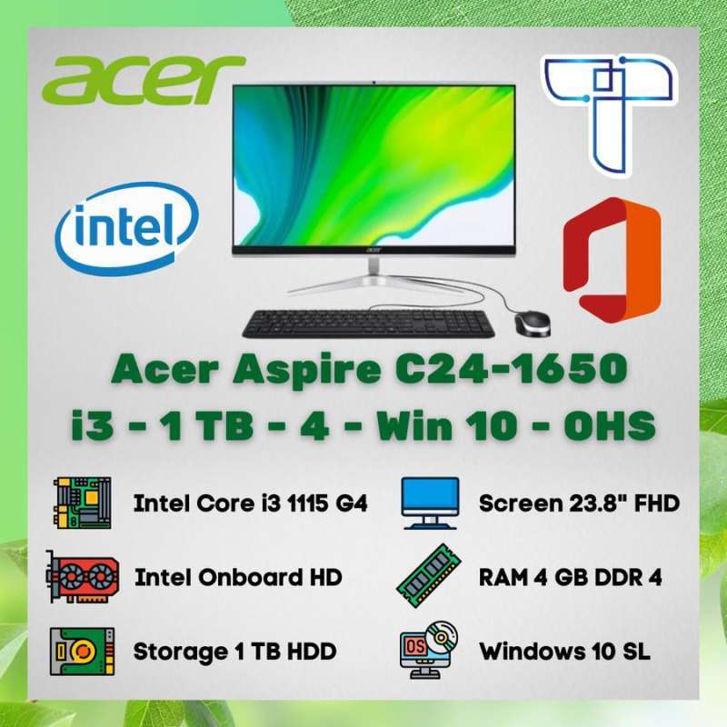 Jual Aio All In One Acer Aspire C24 1650 - I3 - 1 Tb - 4 - Win 10 - Ohs ...