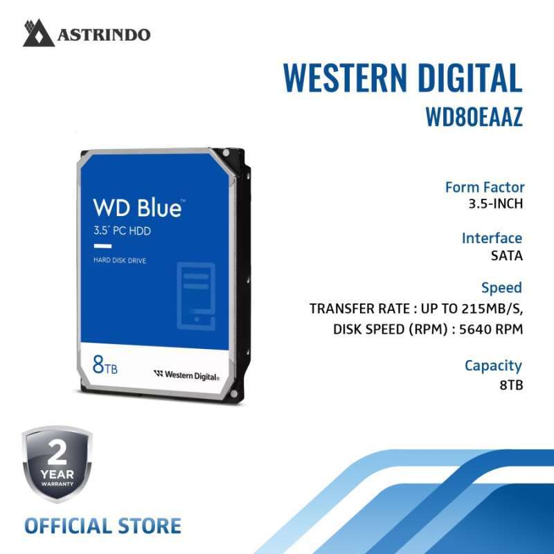 Promo Wd Hdd Blue 8tb 3,5 Inch Hard Disk Drive Internal Sata For Pc ...